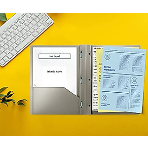 Better Office Products Gray Plastic 2 Pocket Folders with Prongs, 24 Pack, Heavyweight, Letter Size Poly Folders with 3 Metal Prongs Fastener Clips, Gray