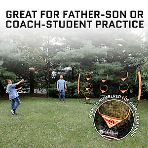 Football Throwing Net | Portable Football Gear | Quarterback Throwing Practice Net | Improve Passing Accuracy | 12ft x 8ft with 9 Pockets [Carry Bag Included]