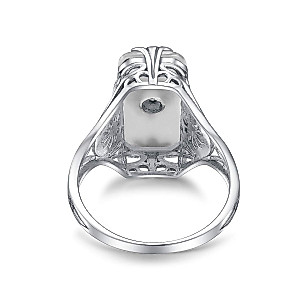 SZJINAO 925 Silver Rings for Women White Frosted Gemstone Natural Black Agate Onyx Vintage Engagement Ring Jewelry Mom Gift