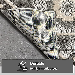 Well Woven Dorado Mamba Grey Tribal Southwestern 5'3" x 7'3" High-Low Indoor/Outdoor Area Rug