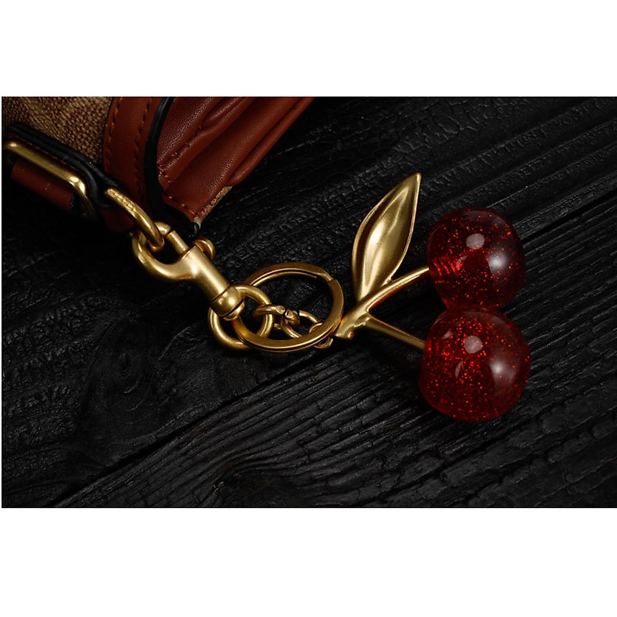 Craoopii Cherry Bag Charm, Cute Keychain with Metal Key Ring and Clip, Cherry Charm for Purse,Key,Car Remote,Bags Accessories for Women Girls