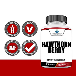 American Standard Supplements Hawthorn Berry, Made with Organic Hawthorn Berry Extract - Vegan, Gluten Free, Non-GMO, 120 Capsules, 120 Servings