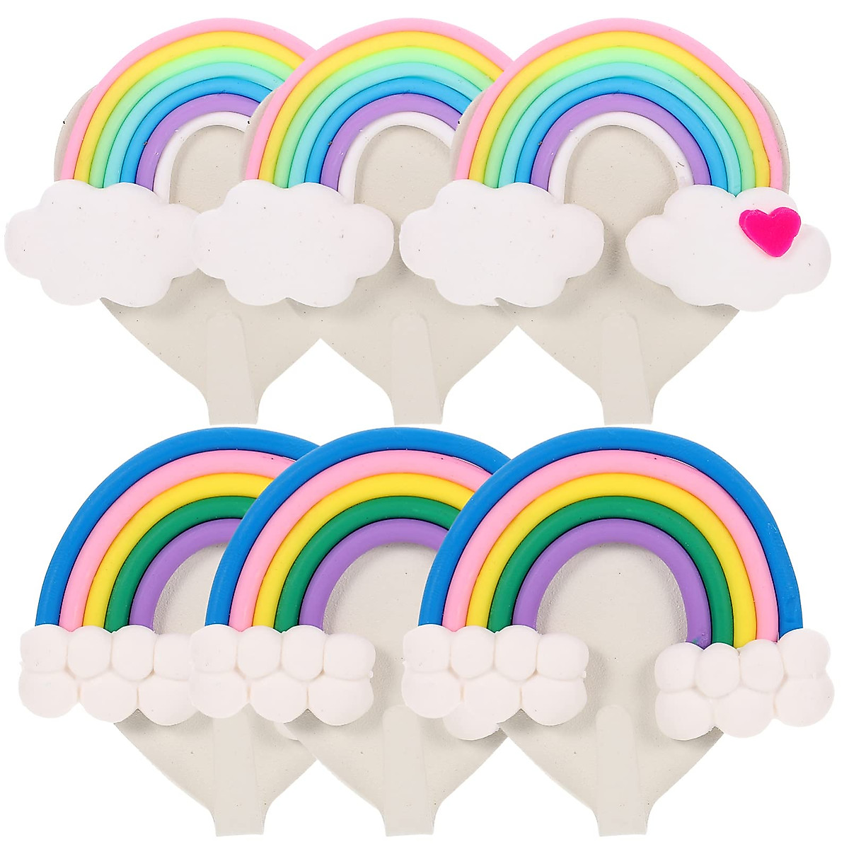 Cabilock 6pcs Cloud Rainbow Hook Heavy Duty Hooks Hat Hooks Coat Hooks Heavy Duty Storage Hooks Hanging Hook for Wall Heavy Duty Wall Hooks Backpack PVC Decorative Wall Key Office