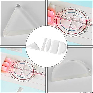 Baluue Optical Lens Set - Optical Glass Lens Semicircular Triangular Rectangular Lens Physics Demonstration Tools Equipment for Students, Experiment, Lab, 5Pcs