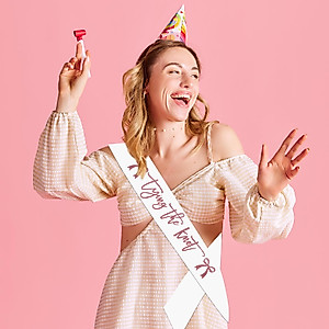 Tying The Knot Sash Just Engagement for Bachelorette Party Decorations Bow Themed Bridal Shower Wedding Party Decorations Supplies for Girls Pink Bow Engagement Garland Photo Props Pink Glitter