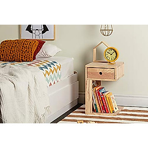 South Shore Furniture Sweedi Solid 1-Drawer Nightstand, Natural Wood, 15.75 in x 12.5 in x 19.75 in