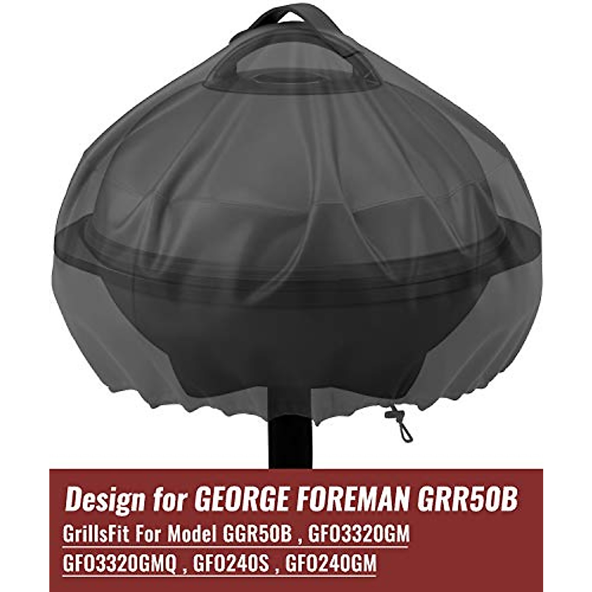 NUPICK Grill Cover for George Foreman 15-Serving GGR50B, GFO3320, GFO240 Electric Grill, Easy Take Off Handle Design, All Weather Resistant Small Round Grill Cover