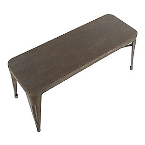 LumiSource Oregon Bench with Antique Metal and Espresso Bamboo BC-OR BKLS ANE