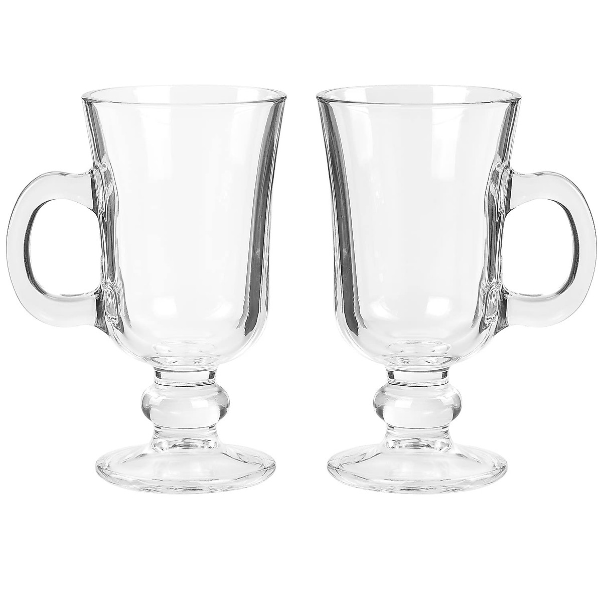 JAIRESTONE Irish Coffee Mugs with Handle, Clear Glass Cups for Iced Coffee, Latte, Cappuccino, Hot Chocolate, Set of 2