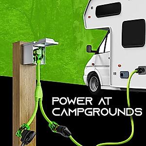 GearIT 50 Amp Y Splitter Adapter Cord for RV and EV, 4-Prong 250-Volt, NEMA 14-50P to x2 NEMA 14-50R, 6/3, 8/1 STW AWG Gauge for Outdoor Power Cord - Auto/RV/EV/Tesla Model 3/S/X/Y - 3.2 Feet