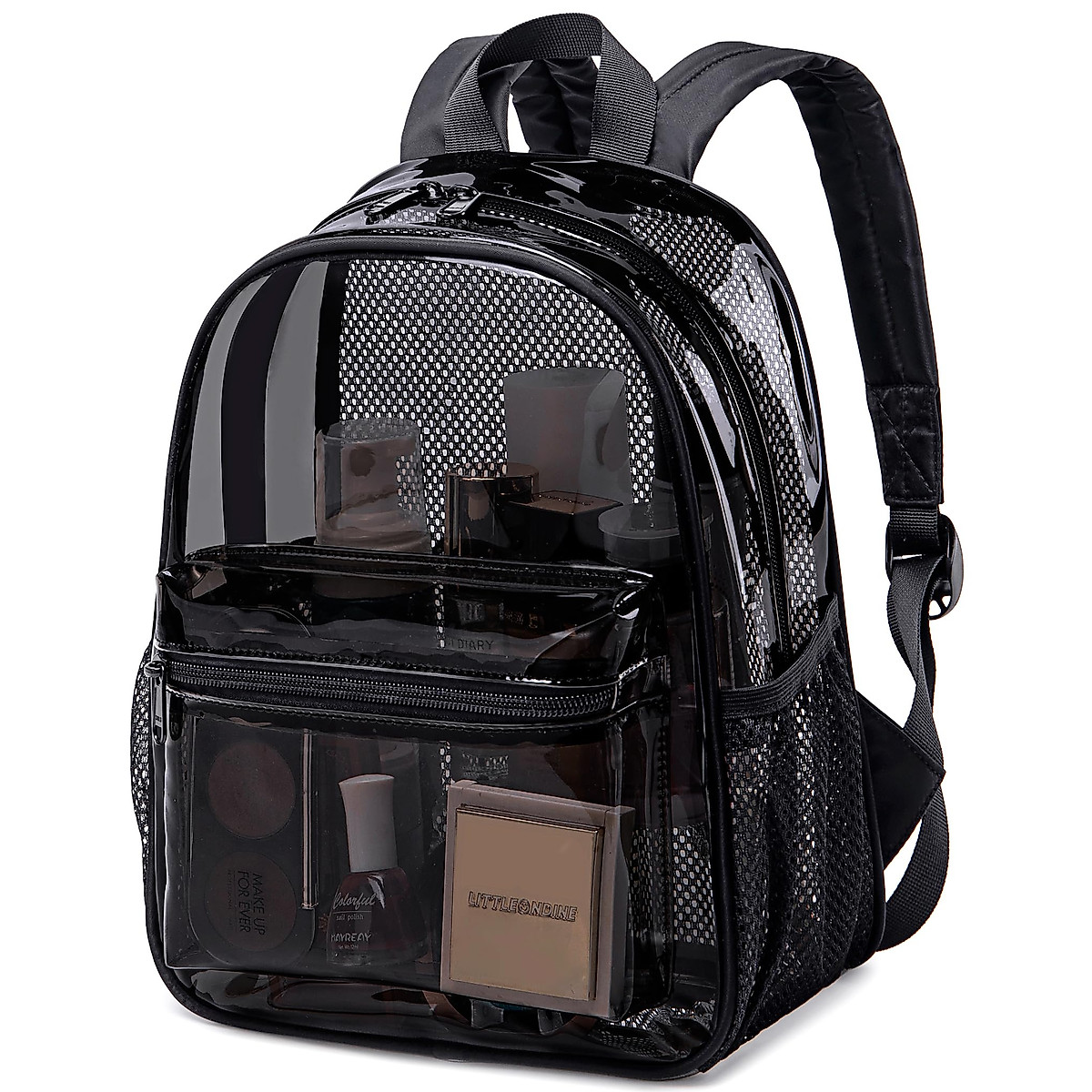Clear Mini Backpack Stadium Events 12x12x6 Small Transparent Backpacks Plastic See Through Bag for Work Festival Security Travel