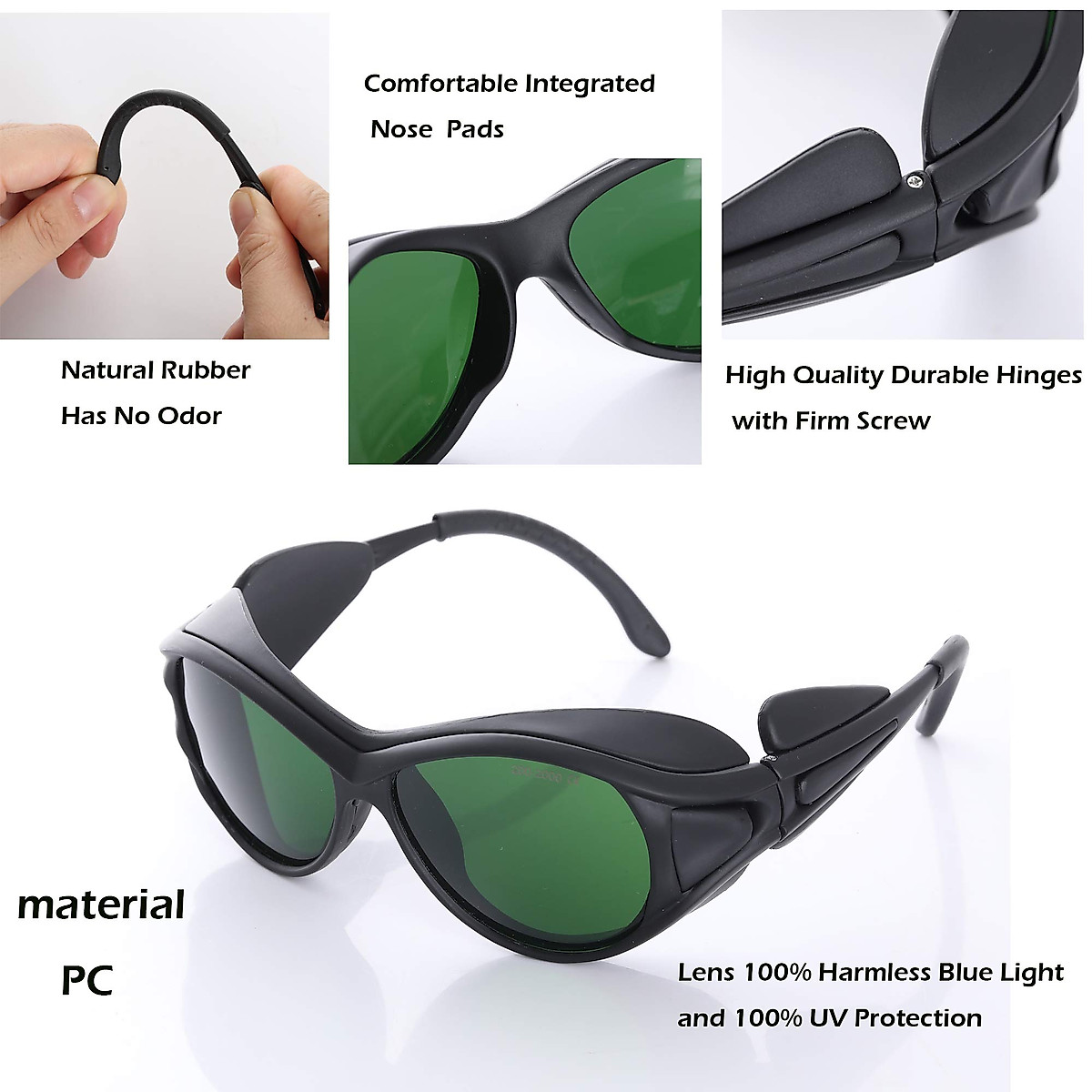 JILERWEAR Professional Laser Safety Glasses for 405nm,445nm,450nm,532nm,850nm Laser and 190nm-490nm Wavelength Violet/Blue/Red Laser Protection Goggles