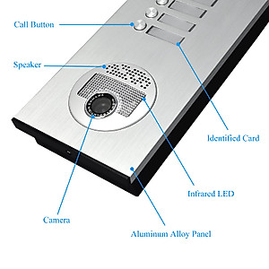 AMOCAM Video Intercom Entry System, Wired 7 inches LCD Monitor Video Door Phone Doorbell with 5PCS ID Card for 2 Units Apartment, Support Monitoring, Dual Way Door Intercom, ID Keyfob Unlock