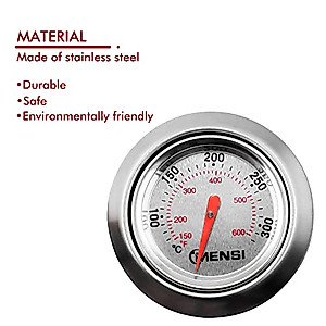 MENSI BBQ Barbecue Replacement Parts Charcoal Grill Pit Wood Smoker Temperature Gauge Thermometer for Weber Traveller Grills