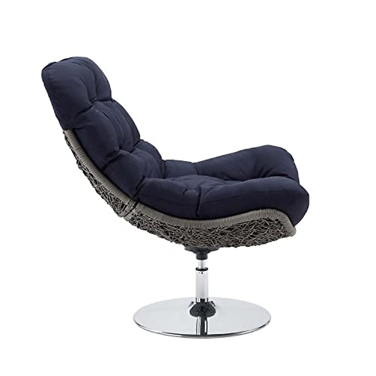 Modway Brighton Outdoor Patio Wicker Rattan Swivel Lounge Chair in Light Gray Navy