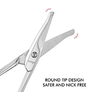 LIVINGO 3.75" Rounded Curved Nose Hair Scissors, Premium Stainless Steel Safety Small Blades Use for Manicure Cuticle Trimming Facial Hair, Eyebrow, Dry Skin