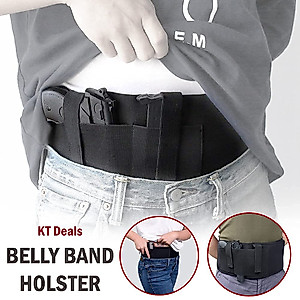Tactical Belly Band Holster for Concealed Carry Pistol Hand Gun Holder, Hide Handgun Under Shirt Elastic Waist Belt Holsters for Men and Women (Belly Band Holster)