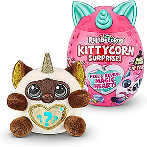 Rainbocorns Kittycorn Surprise Series 1 (Siamese Cat) by ZURU, Collectible Plush Stuffed Animal, Surprise Egg, Sticker Pack, Jelly Slime Poop, Ages 3+ for Girls, Children