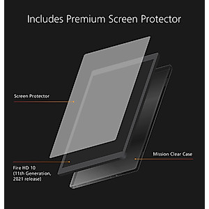 Made for Amazon, Clear Case with Screen Protector for Fire HD 10 (11th Generation, 2021 release) & Fire HD 10 Plus (11th Generation, 2021 release)