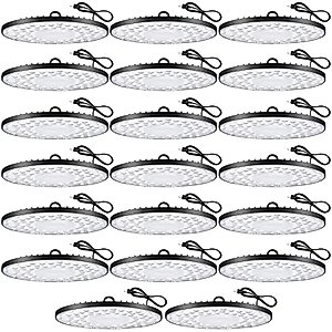 20 Pack 300W UFO Led High Bay Light Fixture,120VAC,5000K Daylight Commercial Shop Bay Lighting,45000LM,[1300W MH/HPS Equiv.]US Plug Area Lighting For Warehouse/Barn/Gym/Factory/Workshop/Garage