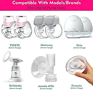 Durceler 15mm Silicone Flange Inserts Compatible with Medela/for Spectra S1 S2 / Elvie/Willow go/Momcozy S12/ TSRETE 24mm Breast Pump Shields or Freemie 25mm; Reduce Nipple Tunnel Down to 15mm
