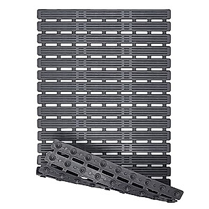 WELTRXE Bath Tub Shower Mat Non Slip Bathtub Mats for Bathroom Shower Floor Mat Dark Grey Soft TPE Bath Mats for Tub/Shower, 27"x15.7" Anti Slip Shower Mat Washable with Drain Hole and Suction Cups