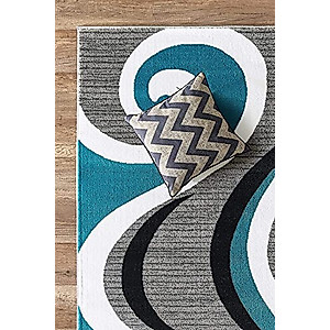 GLORY RUGS Modern 8x10 Area Rug Bedroom & Living Room Carpet with Swirls in Turkaz Grey | Contemporary Dining Accent Sevilla Collection 4817A