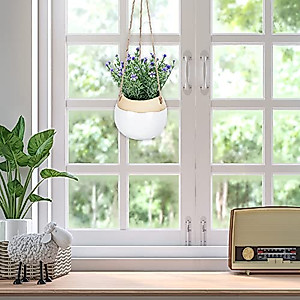 Chonsun Hanging Ceramic Planter 4 Inch Plant Pot Indoor Outdoor Planter Flower Pot Succulent Plant Pot Ceramic Mid-Century Planter Brown and White