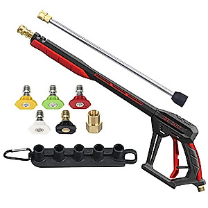 Tool Daily Pressure Washer Gun with Replacement Extension Wand, M22 14mm/15mm Fitting, 5 Power Washer Nozzle Tips with Holder, 4000PSI, 44 Inch
