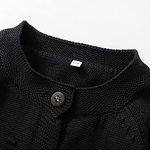 Kids Knitted Crewneck Top Sweater Solid Color Outfit for Little Girl Cardigan 6t