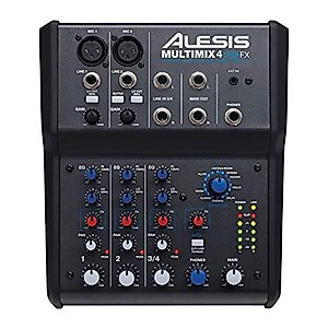 Alesis MultiMix 4 USB FX | 4 Channel Compact Studio Mixer with Built In Effects & USB Audio Interface for Home Studio Recording