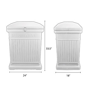 RTS Home Accents ParcelWirx Premium Vertical Storage Cabinet/Lockable Package Delivery Box with Hinged Lid, Slate Grey