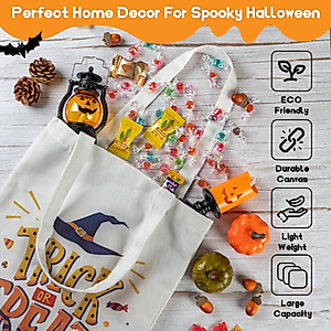 ATFUNSHOP Trick or Treat Bags Halloween Bags 15.7'' Witch Hat Canvas Reusable Large Tote Bucket for Kids