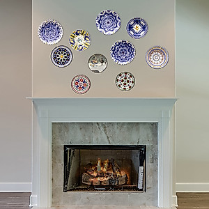 Hotop 12 Pcs Plate Hangers for The Wall 6, 8, 10 Inches Wall Invisible Heavy Duty Stainless Decorative Wire Plate Hangers Stainless with 12 Pcs Hooks with Nails for Indoor Decorative(Gold)