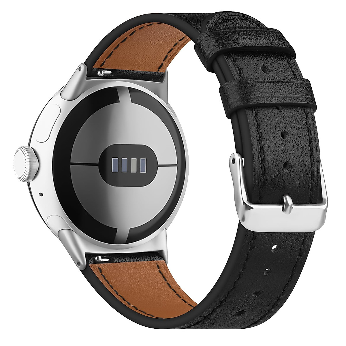 Vanjua Leather Band Compatible with Google Pixel Watch Bands for Women Men, Adjustable Wristband Replacement Strap for Google Pixel Watch Band (Black)