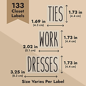 Talented Kitchen 133 Closet Labels for Bins and Baskets, Preprinted Water Resistant Stickers for Organizing Clothing and Storage Containers (All Caps)