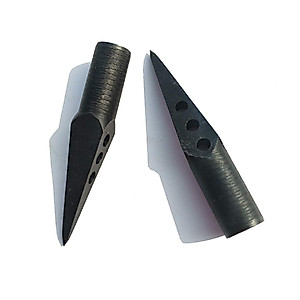 AMEYXGS 6pcs Traditional Hunting Broadheads Archery Glue on Arrowheads for Wooden Bamboo Arrows for 8mm Bamboo Wood Arrows (Black01)