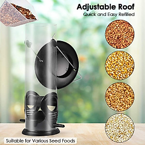 Metal Bird Feeder, Tube Bird Feeders for Outdoors Hanging, Heavy Duty Chew-Proof and Rust-Proof Tube Bird Feeder, Weatherproof & Steel Hanger, Attracting for Wild Birds (Black)