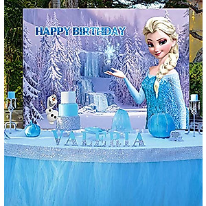 Frozen-Backdrop for Girls Birthday Party,7 x 5ft Elsa Photo Background Wall Decorations Vinyl Photography Supplies for Kids Boys Toddlers