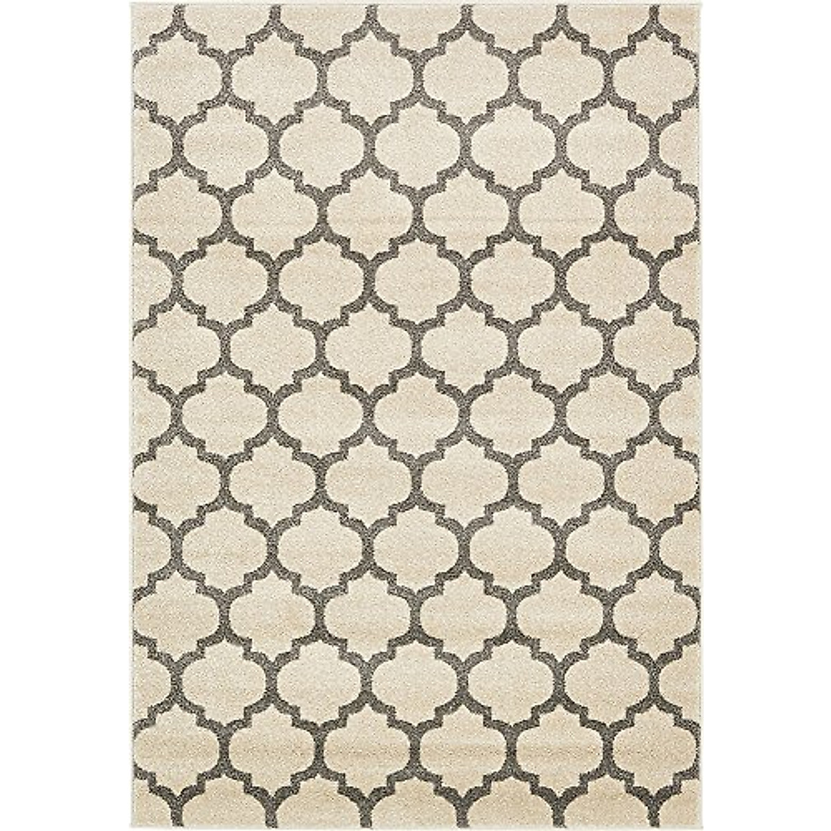 Unique Loom Trellis Collection Modern Morroccan Inspired with Lattice Design Area Rug, Rectangular 4' 1" x 6' 1", Beige and Gray/Gray