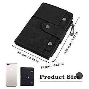 Reocahoo Small Wallets for Women Small Bifold Wallet with Coin Pocket Card Holder Wallet with ID Window Black