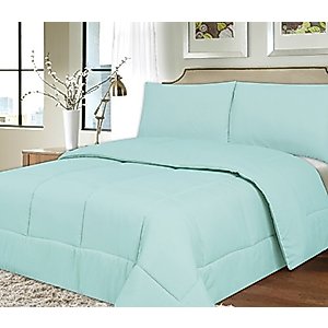 Sweet Home Collection Down Alternative Polyester Comforter Box Stitch Microfiber Bedding - Twin, Light Blue