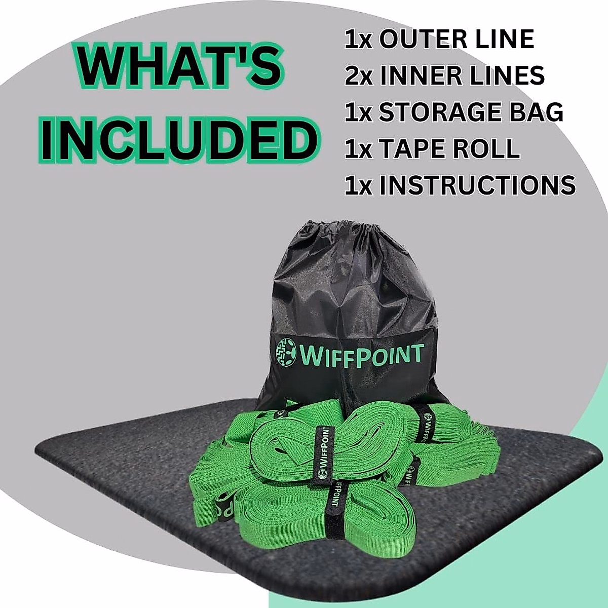 WIFFPOINT Insta Court Pickleball Temporary Court Lines - Official Size Pickleball Court – Easy and Portable Pickleball Court Marking Kit Lines for Indoor or Outdoor Use, Net Not Included