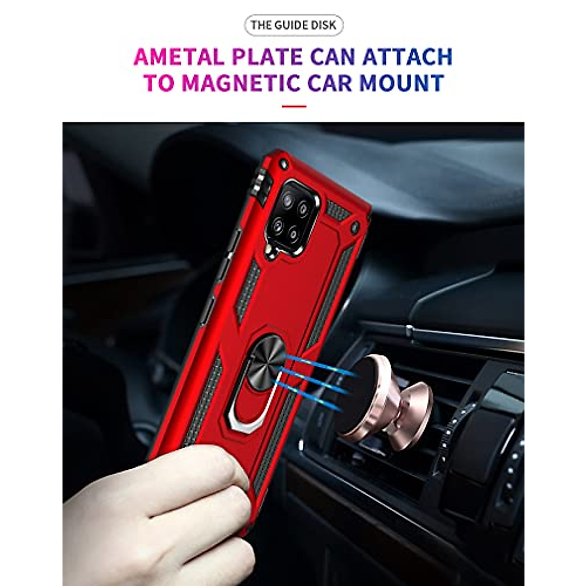 YZOK for Galaxy A42 5G Case,Samsung A42 5G Case,with HD Screen Protector,[Military Grade] Ring Car Mount Kickstand Hybrid Hard PC Soft TPU Shockproof Protective Case for Samsung Galaxy A42 5G (Red)