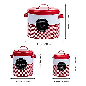 Alipis Potato Onion Storage Box, Set of 3 Kitchen Storage Canisters Jars Pots Containers Pantry Organizer Tin Vegetable Fresh Keeper with Aerating Tin Storage Holes