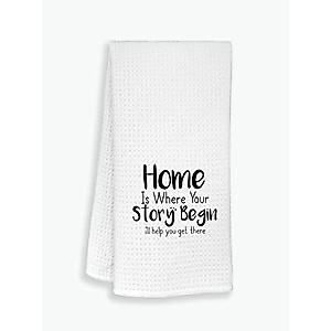 ZJSYXXU Home is Where Your Story Begin Kitchen Towels Dishcloths,Funny Housewarming Dish Towels Tea Towels Hand Towels for Kitchen,Perfect Housewarming Gifts for Women Men Couples Family Mom