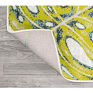 JONATHAN Y LUX100A-4 Monstera Tropical Leaves Indoor -Area Rug, Coastal, Floral, Bohemian Easy-Cleaning,Bedroom,Kitchen,Living Room,Non Shedding, Ivory/Green, 4 X 6