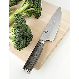 Shun Cutlery Premier Grey Chef's 8”, Thin, Light Kitchen Knife, Ideal for All-Around Food Preparation, Authentic, Handcrafted Japanese Knife, Professional Chef Knife