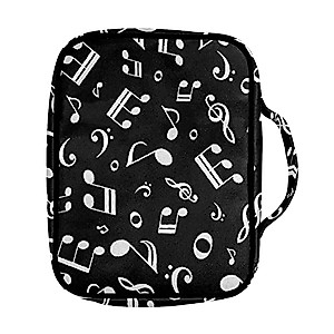 xixirimido Music Note Bible Cover Women's Girls with Handle and Zipper Pocket Portable Handbag Lightweight Accessories Protective Christian Church
