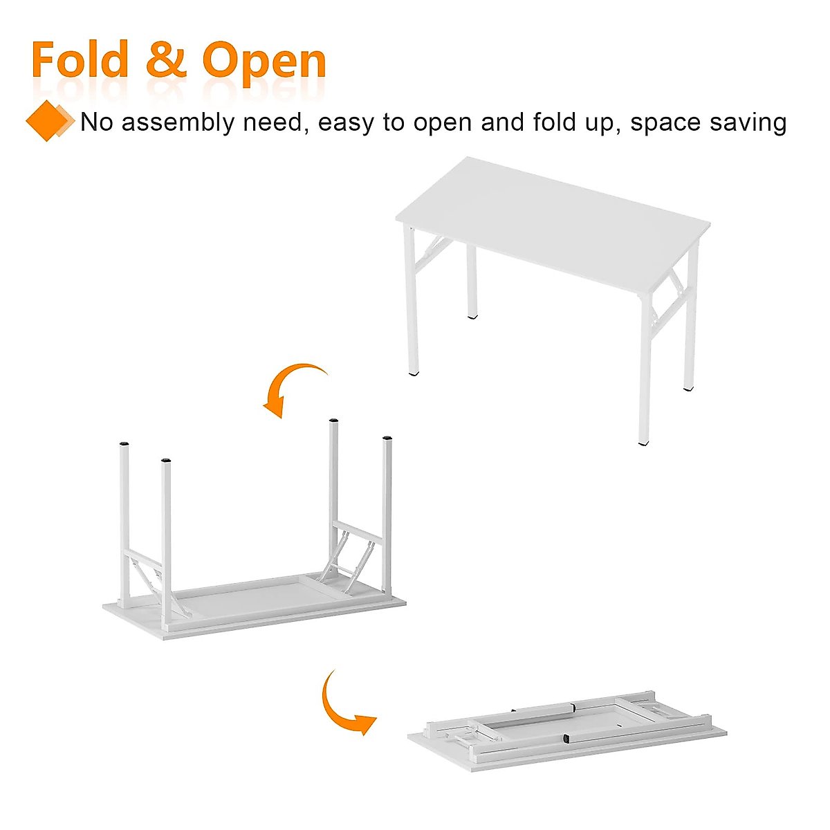 Need Computer Desk Office Desk 62 inches Folding Table with BIFMA Certification Computer Table Workstation, White AC5DW-157